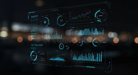 Futuristic Digital Interface Featuring Various Data Visualizations