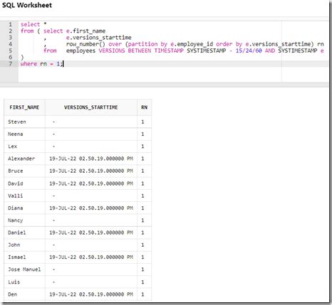 Pseudo Change TimestampFinding Recently Changed Table Rows Using Flashback Version Query To