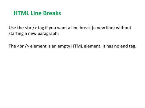 PPT HTML Line Breaks And HTML Horizontal Rules Lines PowerPoint