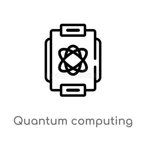 Outline Quantum Computing Vector Icon Isolated Black Simple Line Element Illustration From