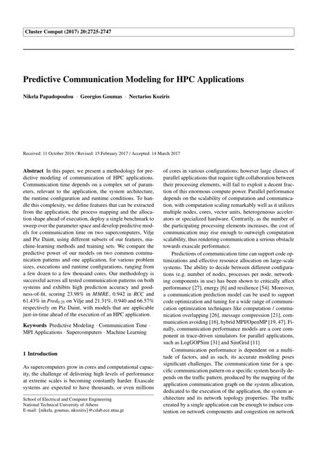 pdf predictive communication modeling for hpc applications