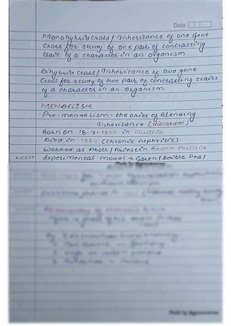solution principles of inheritance and variation handwritten notes