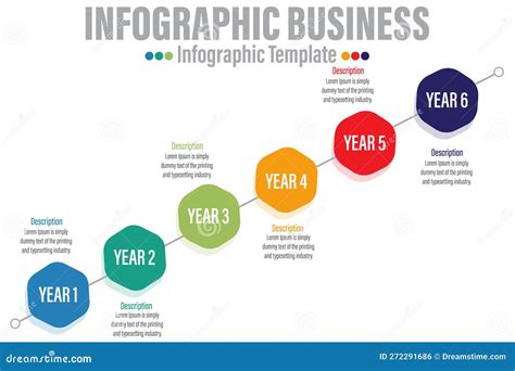 6 Steps Modern Timeline Diagram Calendar With Yearly And Pip Presentation Vector Infographic