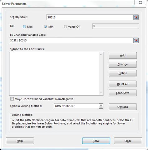 2 Excels Solver Dialog Box Download Scientific Diagram