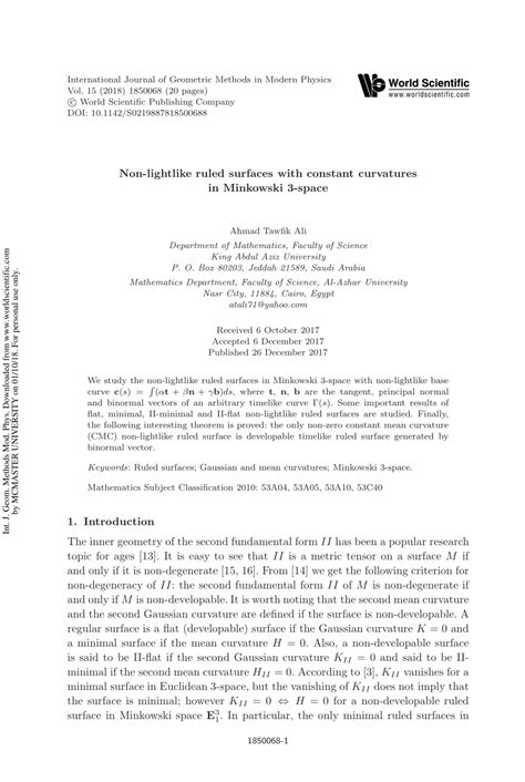 Pdf Non Lightlike Ruled Surfaces With Constant Curvatures In