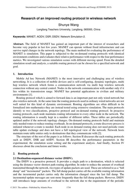 Pdf Research Of An Improved Routing Protocol In Wireless Network