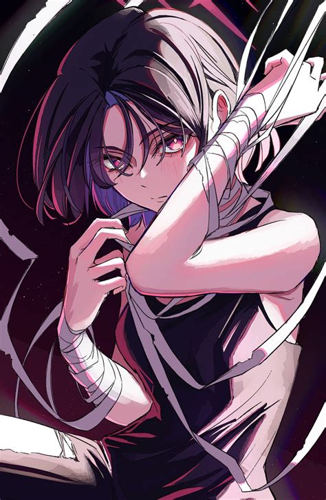 Safebooru 1girl Bandaged Neck Bandages Bare Shoulders Black