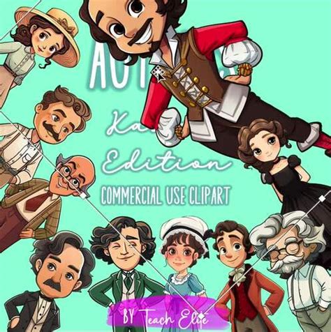 Authors Literary Greats Clipart Kawaii Famous People World History