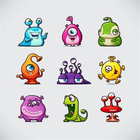 Cute Cartoon Monsters Premium Vector