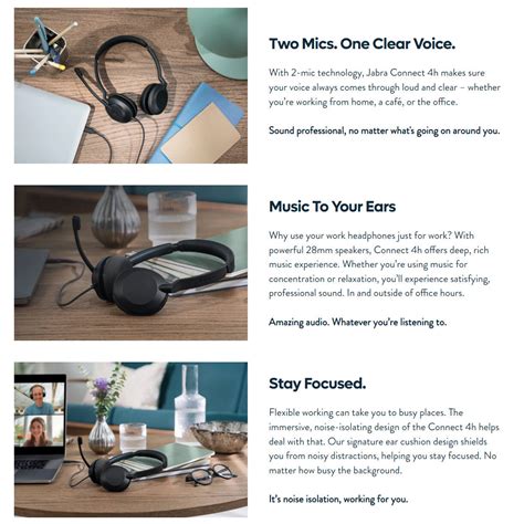 Jabra Connect H USB C Wired Headphone Mic Technology Advanced Noise Isolating Type C