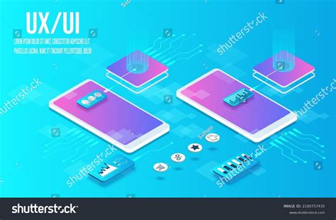 D Isometric Ux Ui Design Concept Stock Vector Royalty Free Shutterstock