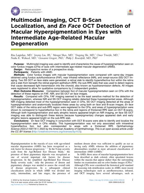 Pdf Multimodal Imaging Oct B Scan Localization And En Face Oct Detection Of Macular