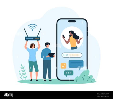 Wireless Wifi Connection Access To Router Tiny People Holding Router For High Speed Internet