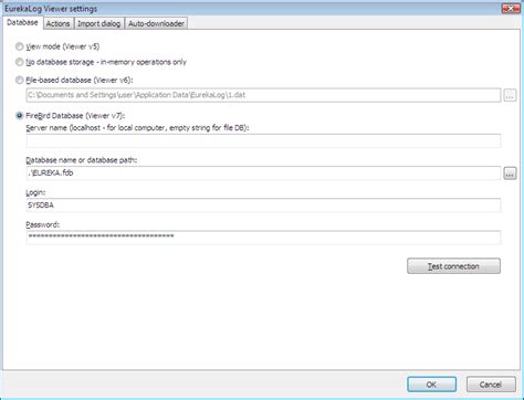 Database Tab Eurekalog Documentation