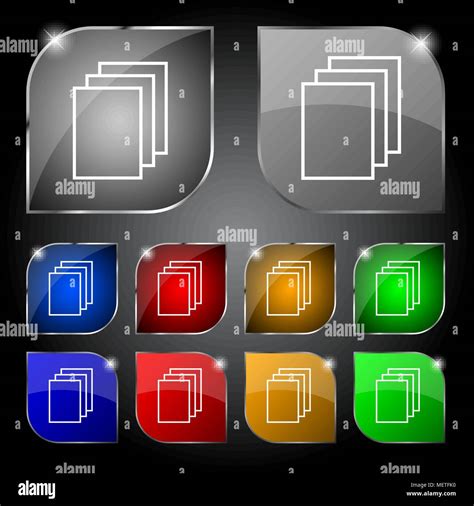 Copy File Sign Icon Duplicate Document Symbol Set Of Coloured Buttons