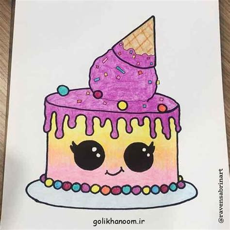 نقاشی کیک 2024؛ ایده های خلاق و فانتزی دخترانه بسیار آسان ولی زیبا طرح
