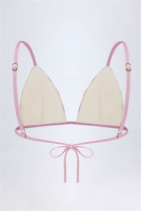 Montauk Triangle Bikini Top In Mauve Stripe Oh Polly
