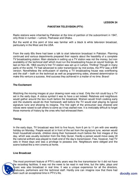 Pakistan Television Introduction To Broadcasting Lecture Handout Docsity