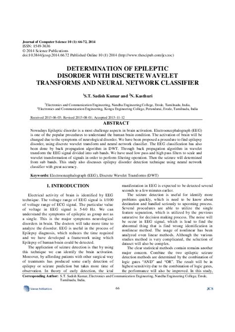 Pdf Determination Of Epileptic Disorder With Discrete Wavelet Transforms And Neural Network