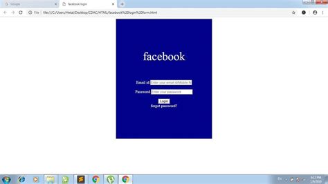 Tanmay Facebook Login Page With The Help Of Html And Some Css Html5