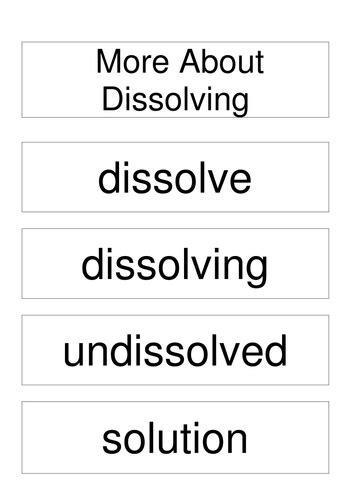 Ks2 More About Dissolving Science Vocabulary Flashcards 31 Fun