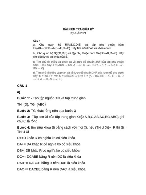 Csdl BÀi TẬp Gk Pdf