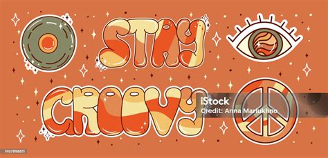 70년대 스타일의 레트로 그루비 스티커 사이키델릭 눈 디스크 평화의 상징 및 글자 트렌디한 복고풍 사이키델릭 만화 스타일의 스티커 팩 히피와 보헤미안 1960 1969 년에