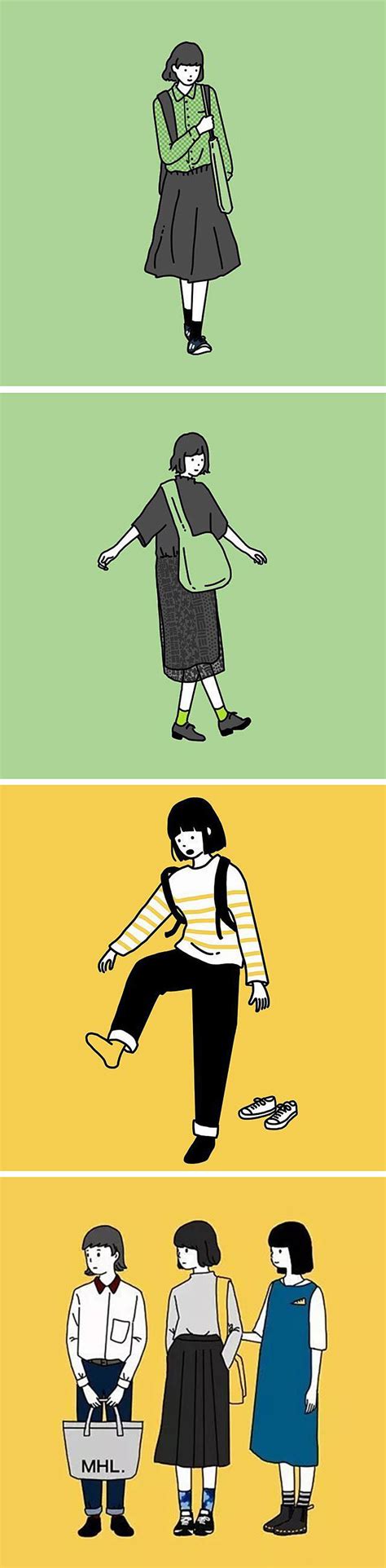 卡通人物黑白小人简笔