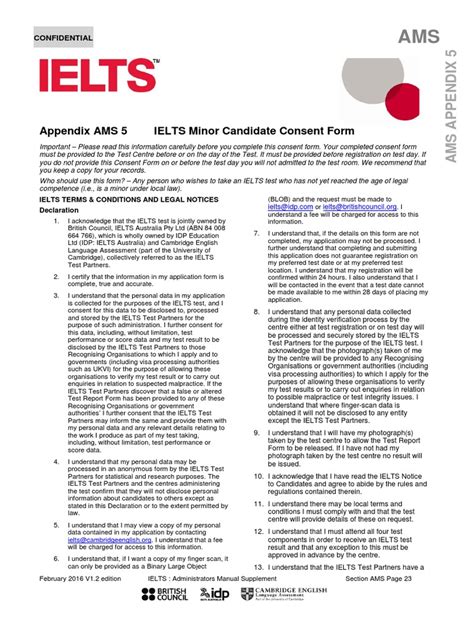 Consent Form Pdf International English Language Testing System