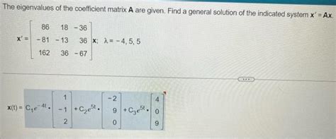 solved the eigenvalues of the coefficient matrix a are