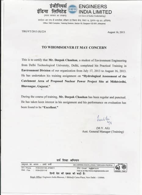 Deepak Intern Eil Pdf