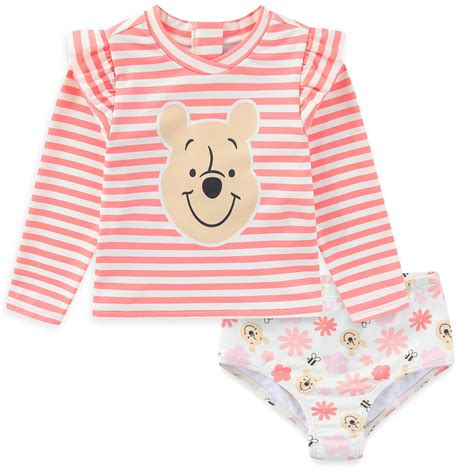 Disney Winnie The Pooh Upf 50 Long Sleeve Guard And Bikini Bottom Girls 2 Piece Set Sizes 12m