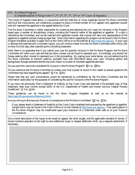 Texas Docketing Statement Civil Fill Out Sign Online And Download