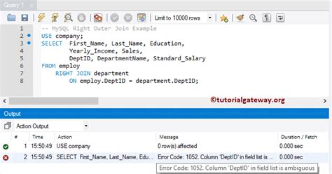Mysql Right Outer Join