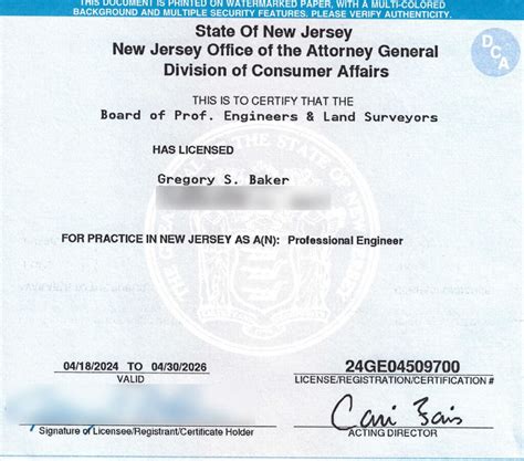 License Professional Engineer Certificate