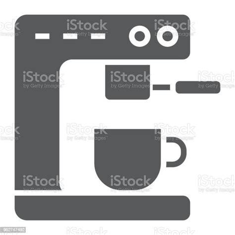 커피 기계 모양 아이콘 부엌 요리 컵 기호 벡터 그래픽 흰색 배경 Eps 10 솔리드 패턴 가정 생활에 대한 스톡 벡터 아트 및