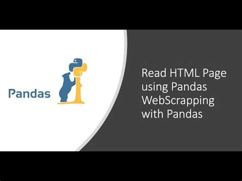 Read HTML Page Using Pandas Read Html Web Scrapping Tutorial YouTube