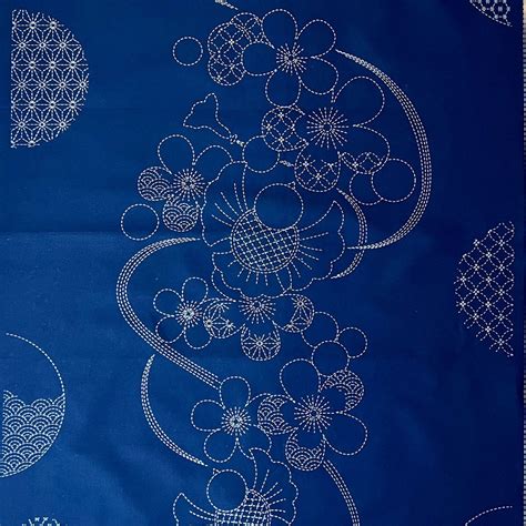 Pre Printed Sashiko Panels Indigo Niche