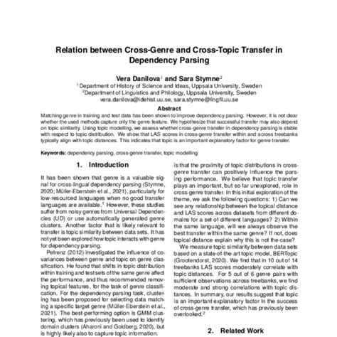Relation Between Cross Genre And Cross Topic Transfer In Dependency Parsing Acl Anthology