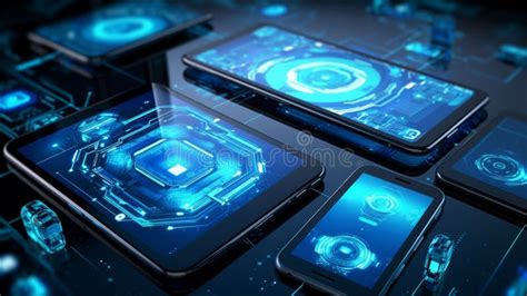 ai generated illustration of a selection of different mobile phones lit
