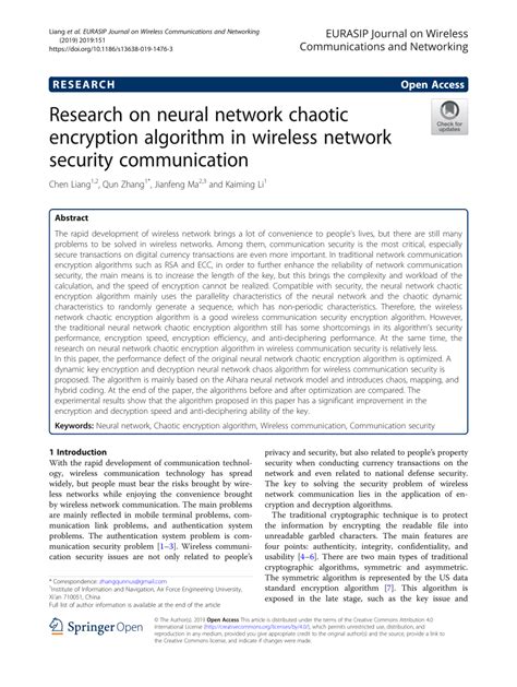 pdf research on neural network chaotic encryption algorithm in