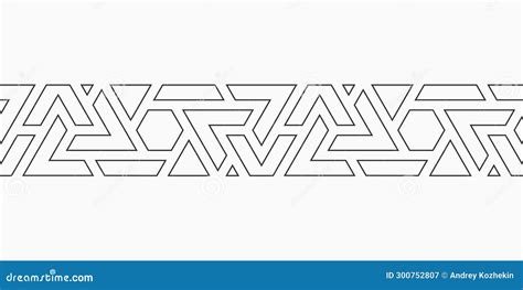 seamless geometric horizontal border with hexagonal elements stock