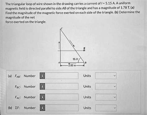 solved the triangular loop of wire shown in the drawing carries a