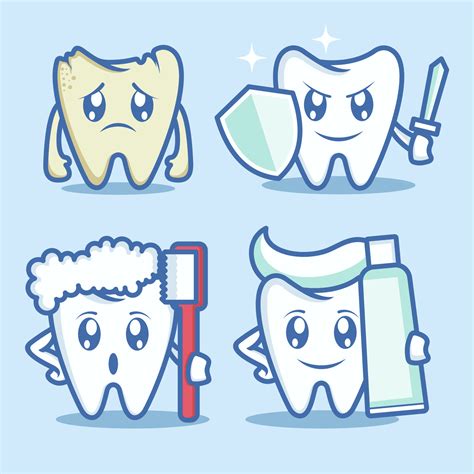 Cute Cartoon Teeth 20791716 Vector Art At Vecteezy