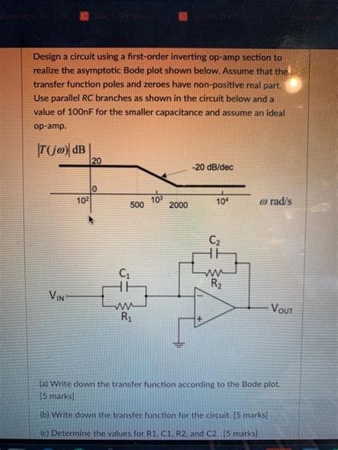 Solved Design A Circuit Using A First Order Inverting Op Amp