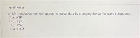 solved which modulation method represents logical data by