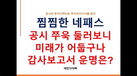 찜찜한 네패스 공시 쭈욱 둘러보니 미래가 어둡구나 감사보고서 운명은 Youtube