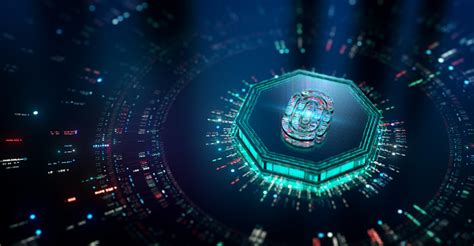 생체 인식 안전 개념 지문 인증 지문 아이콘 홀로그램 코드가 있는 현대 미래 기술 배경 Cgi 3d 렌더링 감지기에 대한 스톡