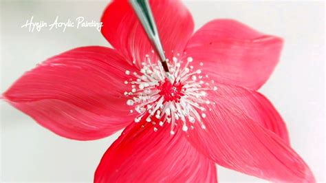 쉬운 아크릴페인팅 기법 5분 꽃 초보자를 위한 아크릴화 Youtube