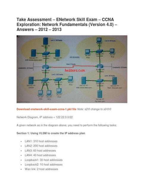 Take Assessment Enetwork Skill Exam Ccna Exploration Network Fundamentals Version 4 0